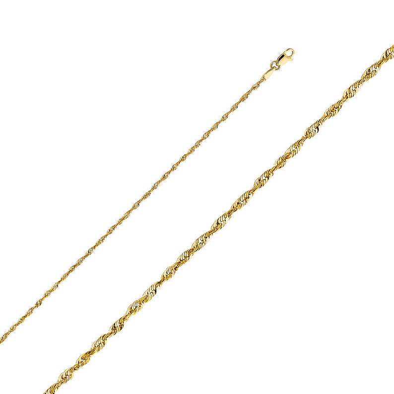 Solid 14K Gold Rope Chain 2.0 Mm Width Real Yellow Gold - Etsy