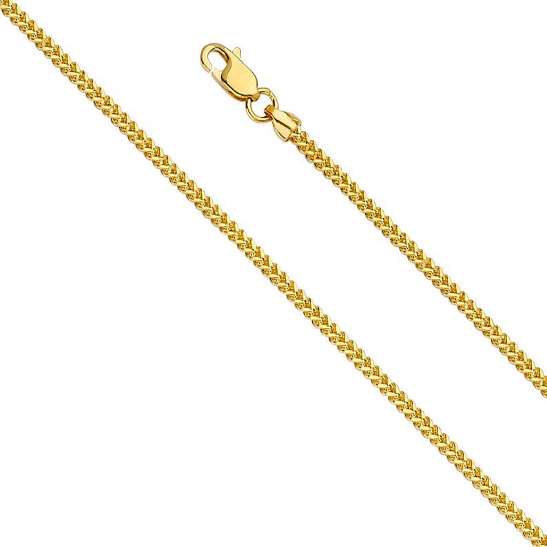 14K Gold Square Franco Chain 1.6 Mm Width 14K Gold Hollow - Etsy