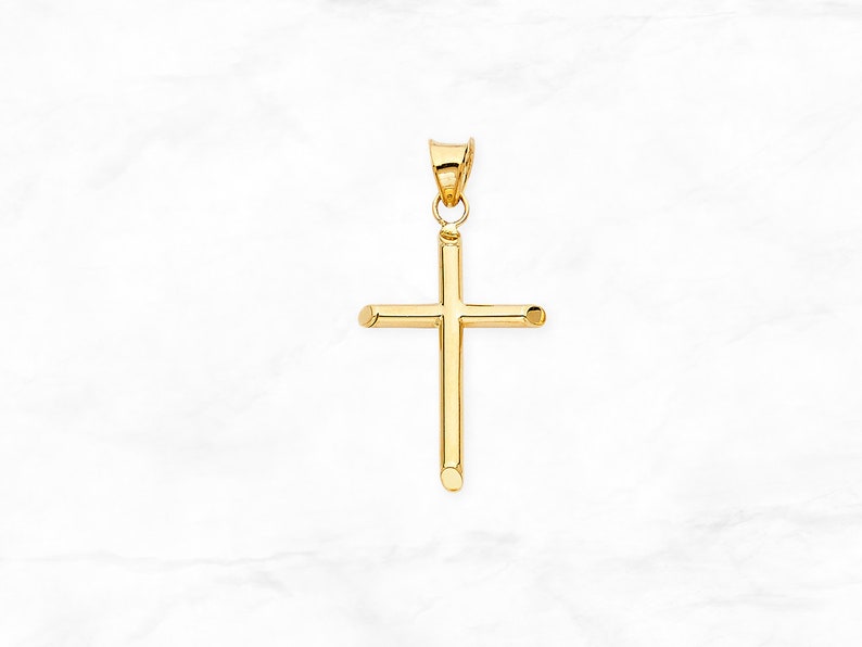 Small Gold Cross Pendant 14K Yellow Gold Cross Real 14K | Etsy