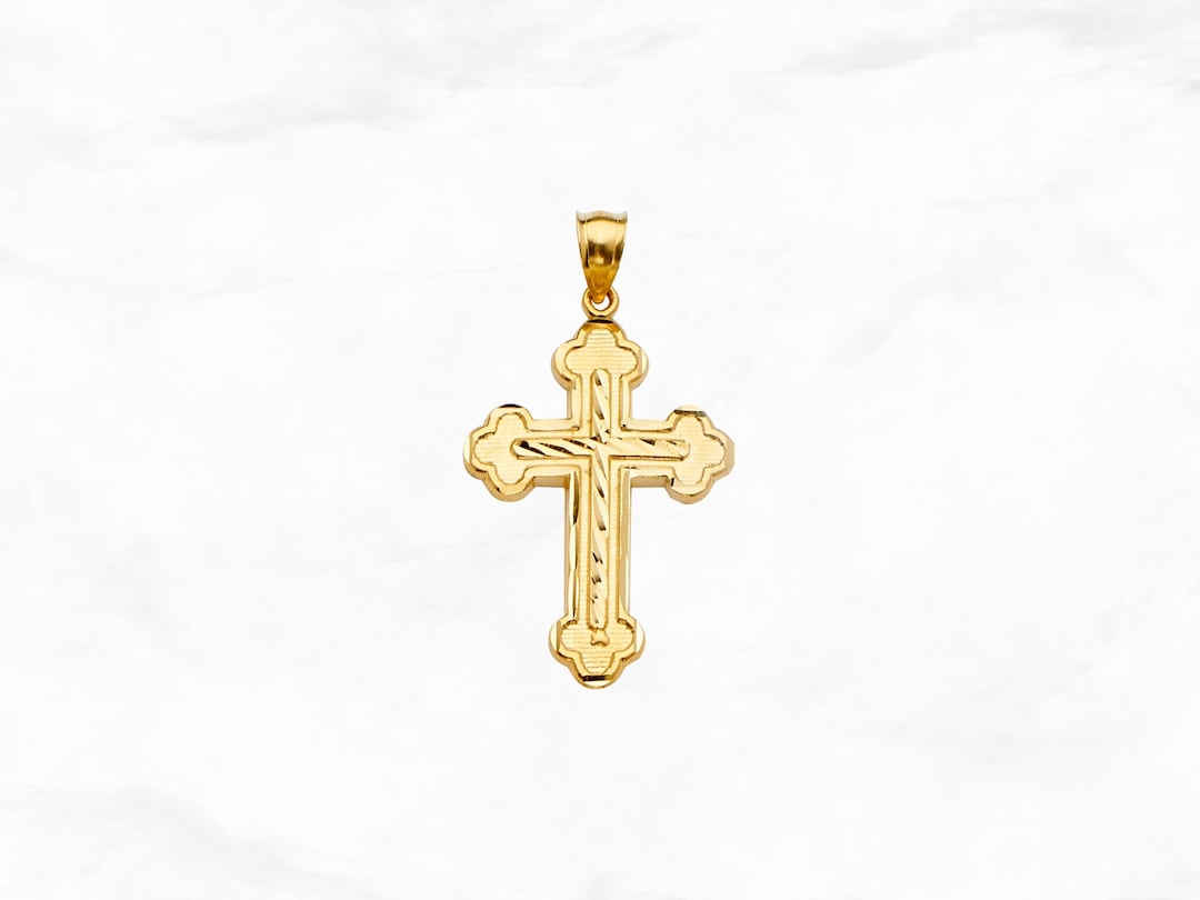 14K Gold Cross Pendant, Large Gold Cross, Real 14K Gold Cross Diamond ...