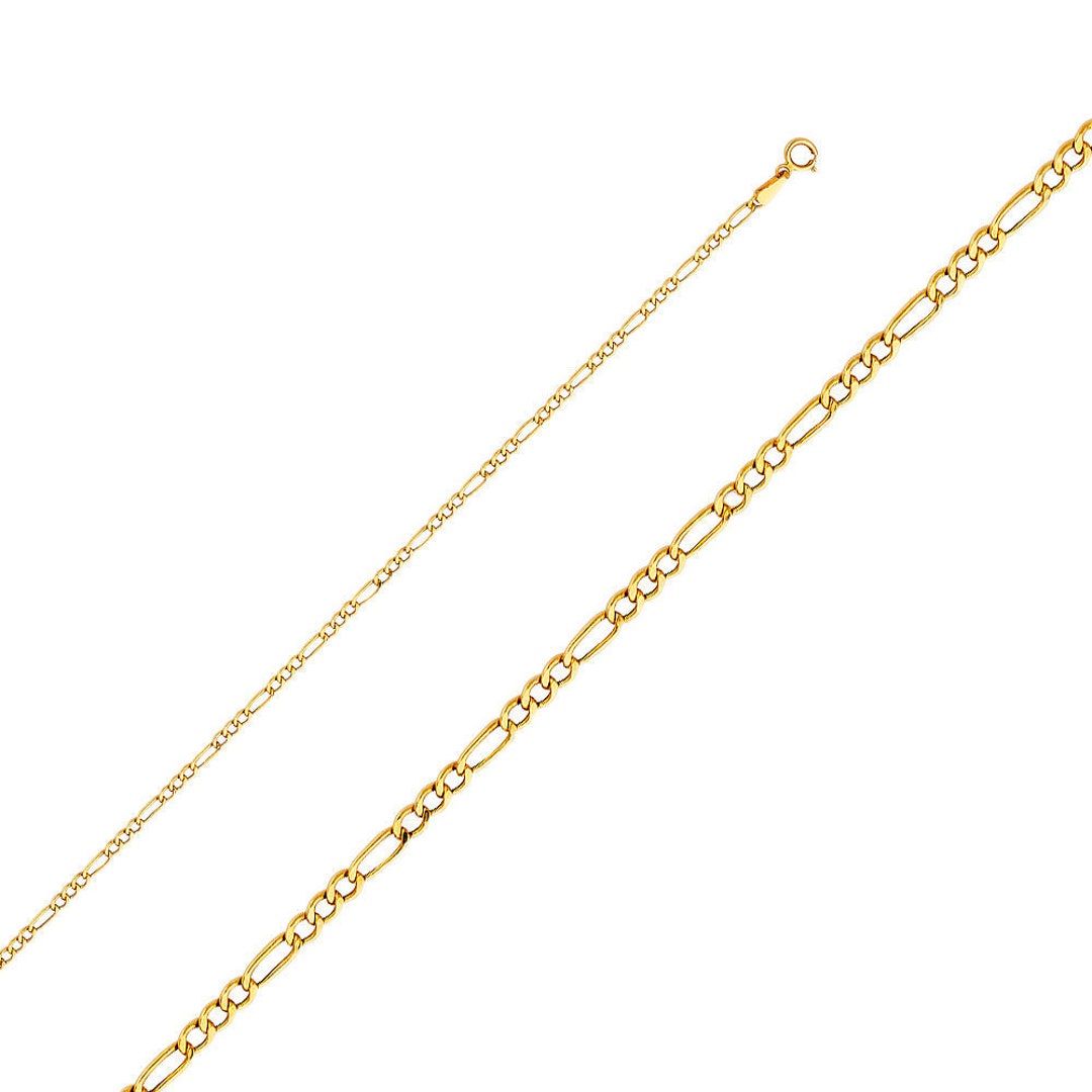 Slim 14K Gold Figaro Chain • 2 Mm Width • Real Yellow Gold Chain ...