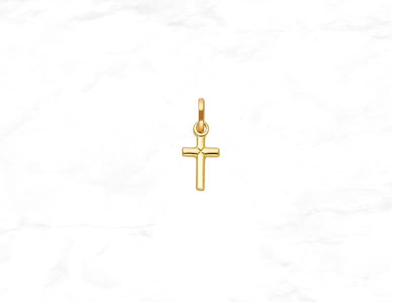 Mini 14K Gold Cross Pendant Real Gold Cross Small Plain - Etsy