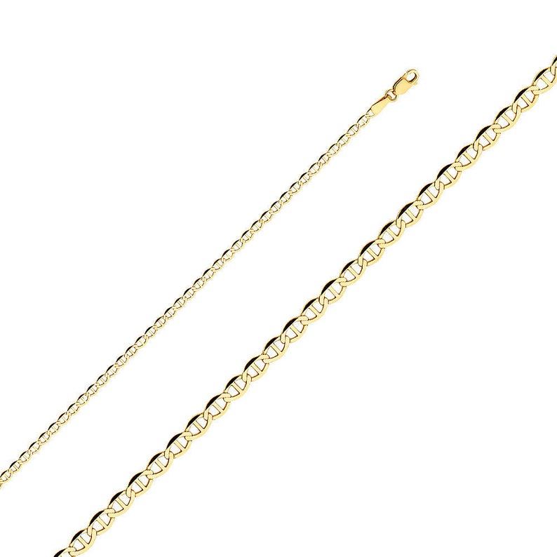 14K Solid Gold Mariner Chain 2.5 Mm Width Gold Flat - Etsy