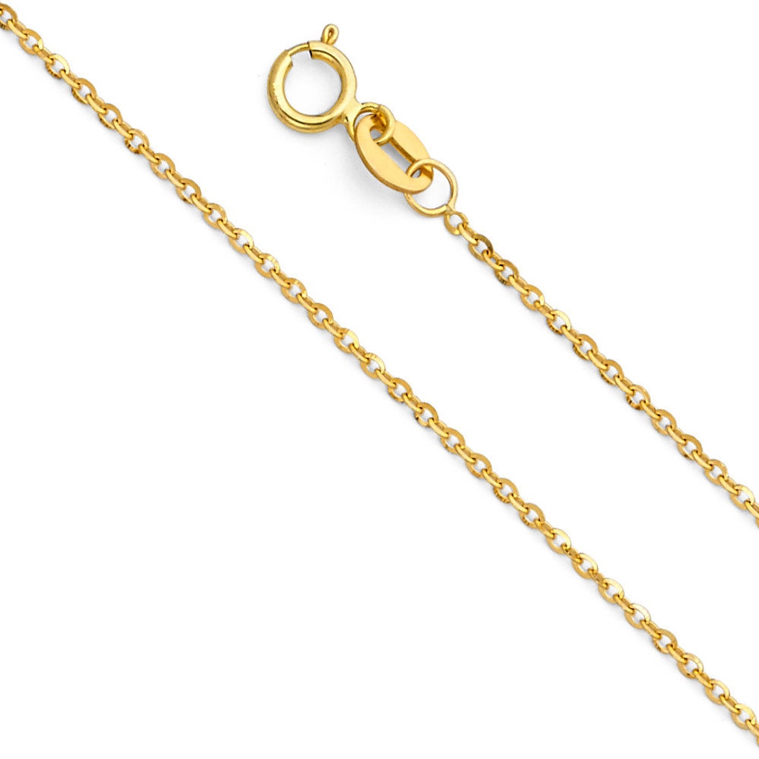 14K Gold Oval Rolo Chain, 1.2 Mm Width, Real 14K Hollow Yellow Gold ...