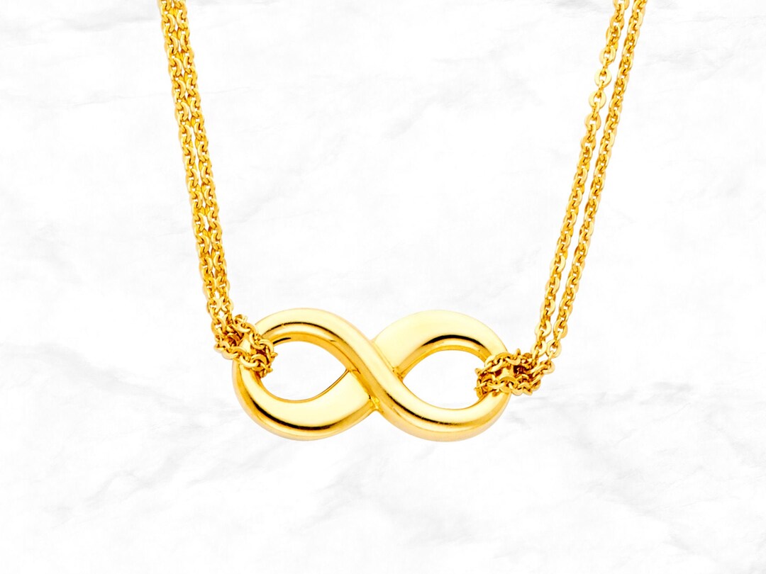 14K Gold Infinity Necklace • Real 14K Yellow Gold Pendant Necklace ...