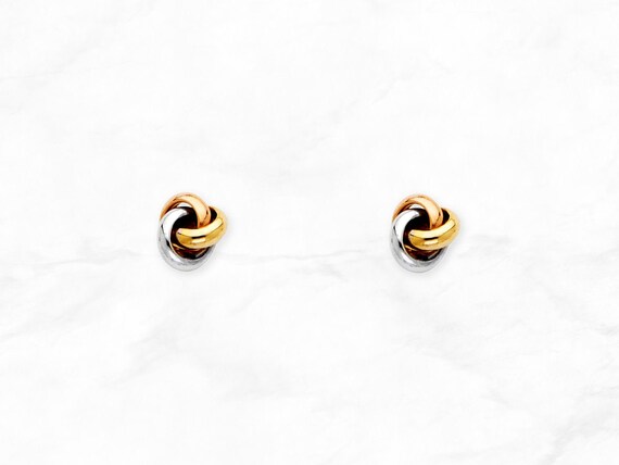 Tri color knot earrings store