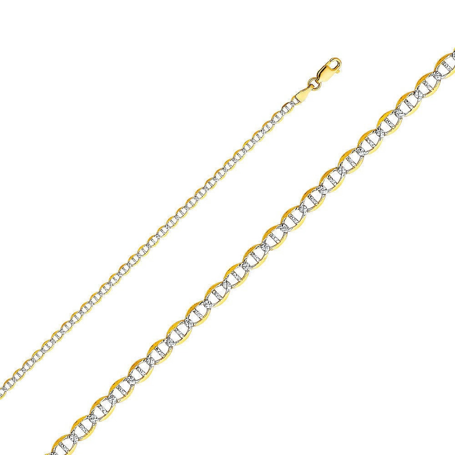 Solid 14K Two Tone Gold Mariner Chain • 3.4 Mm Width • Yellow Gold ...