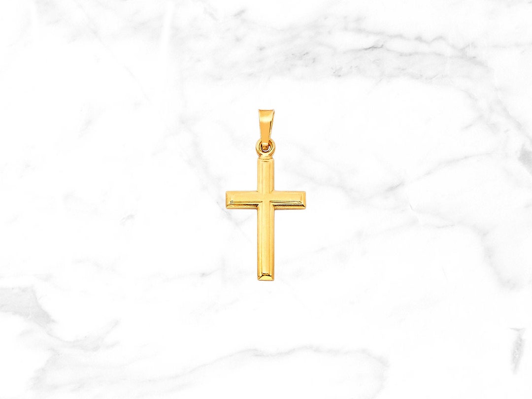 14K Gold Latin Cross Pendant • Real 14K Gold Cross Pendant • Medium ...