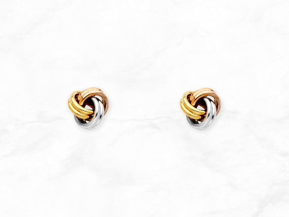 Two tone love knot earrings store