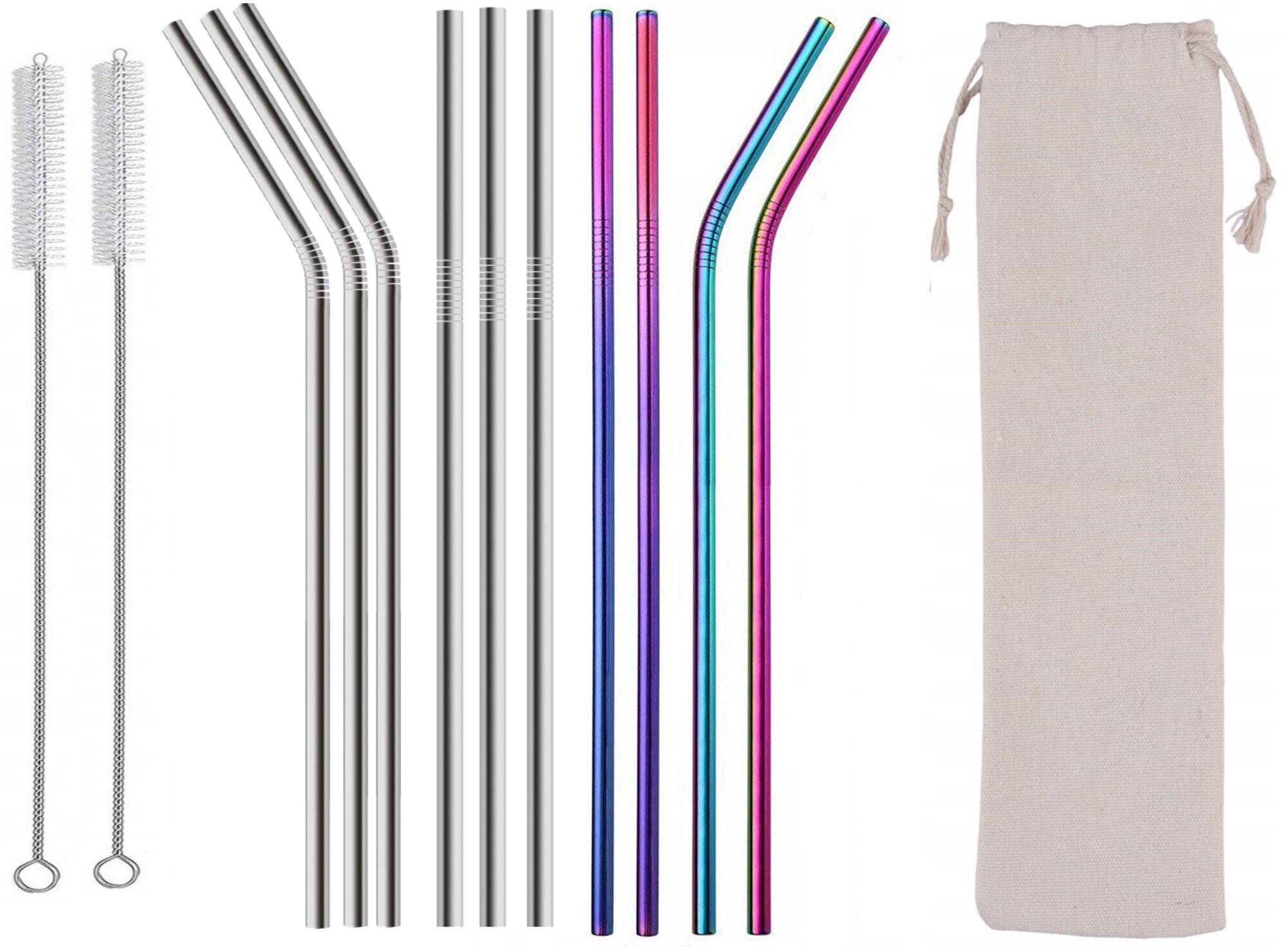 Ultra Long Rainbow Metal Straw of 10.5" | 9 Pack Rainbow OR 13 Pack ...
