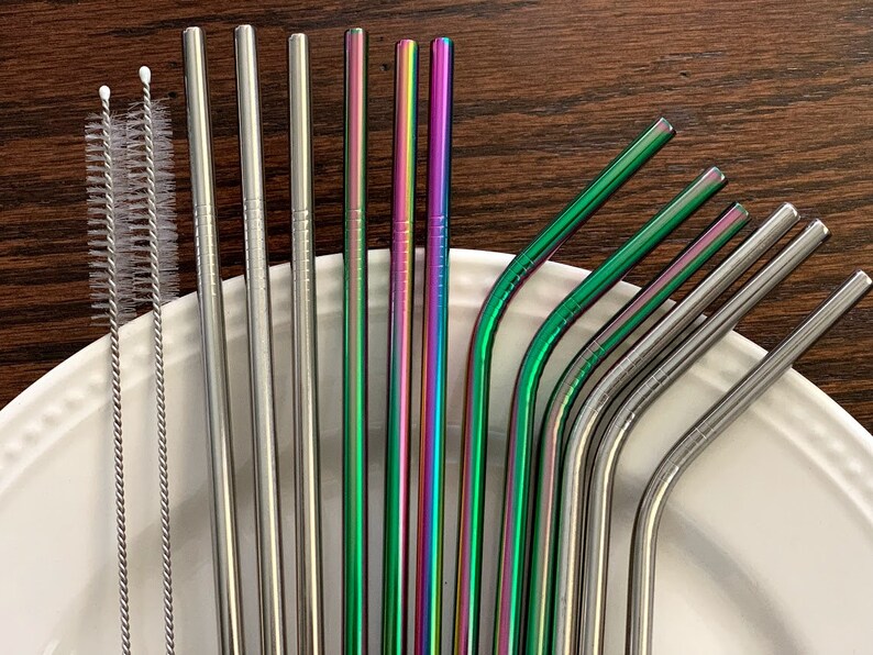 Ultra Long Rainbow Metal Straw of 10.5" | 9 Pack Rainbow OR 13 Pack ...