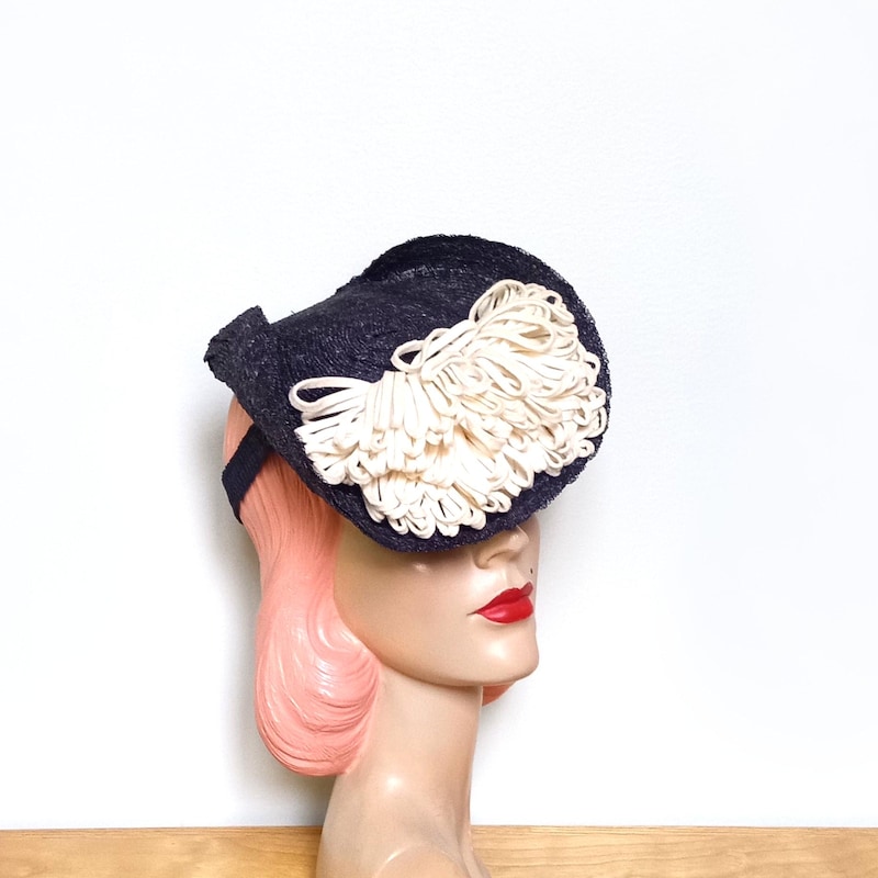 Vintage Straw Tilt Hat - Etsy