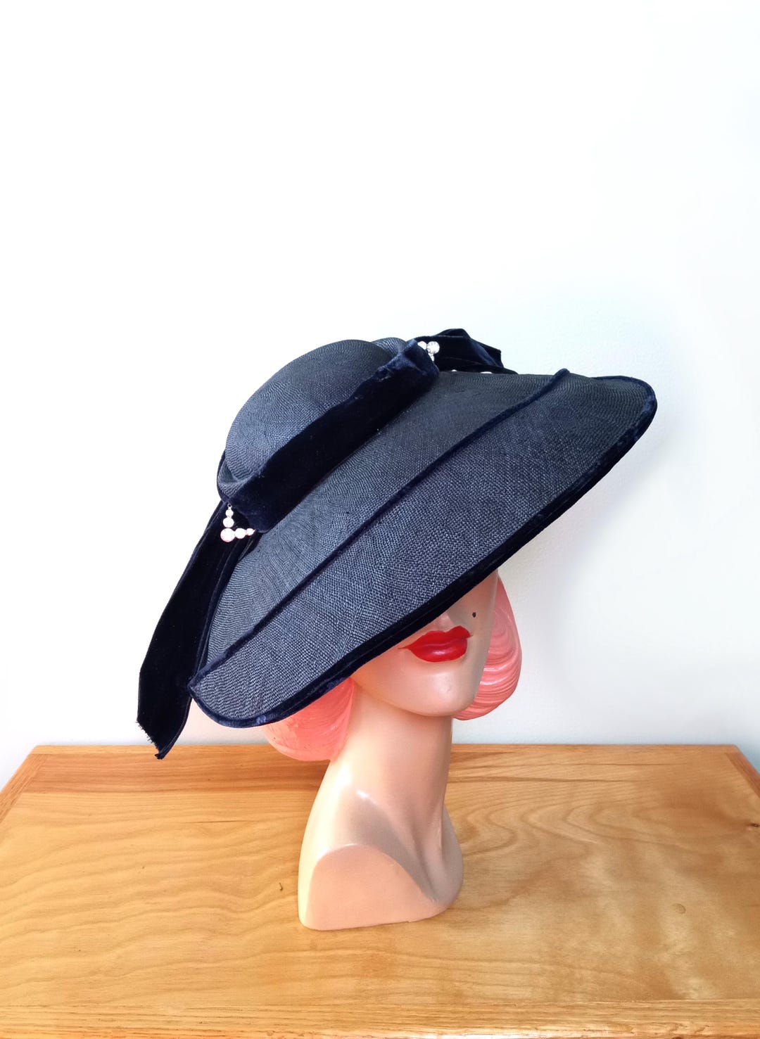 Vintage 1950's Navy Platter Hat~ - Etsy