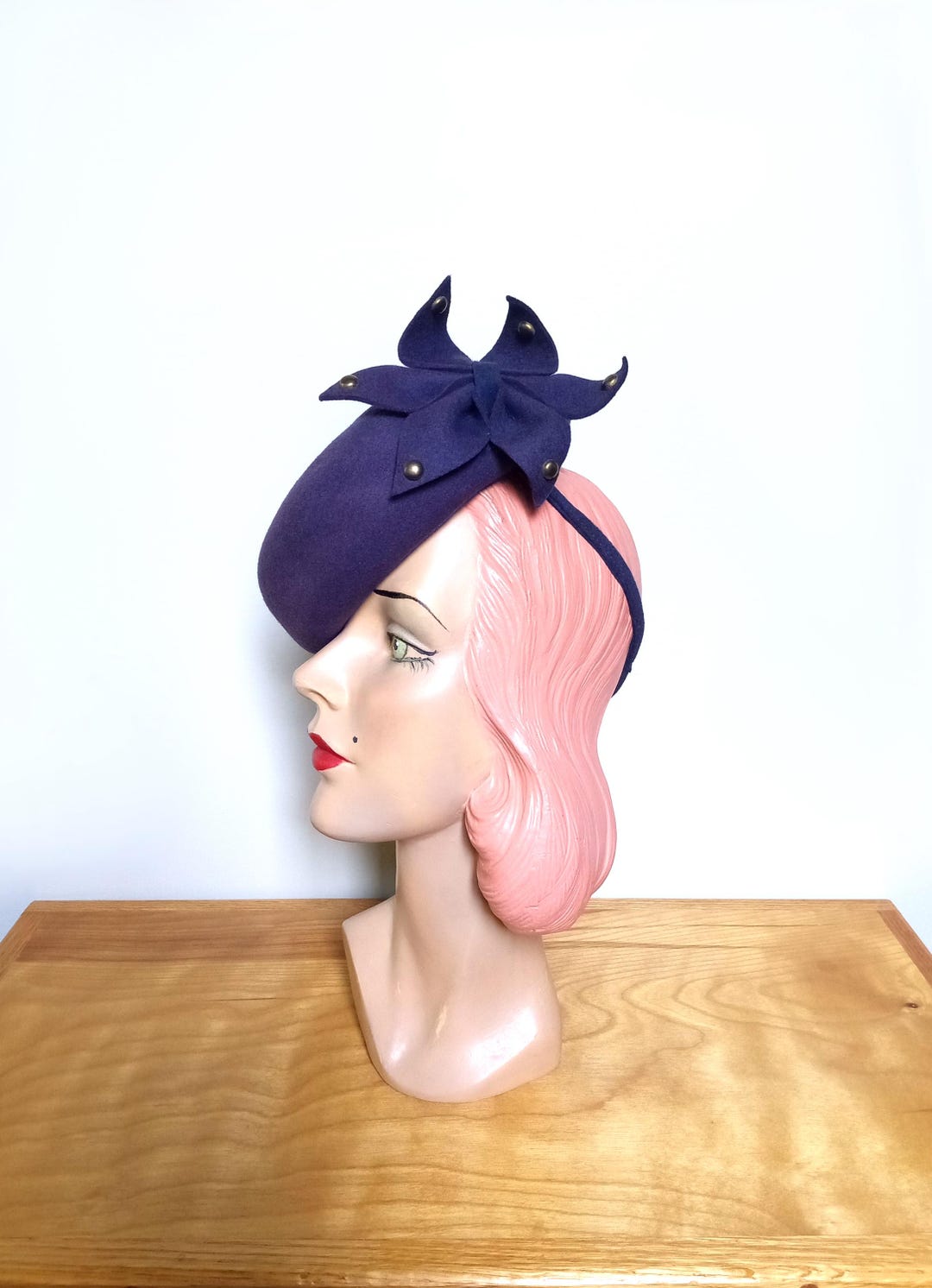 Vintage 1940's Purple Violet Felt Tilt Hat ~ - Etsy