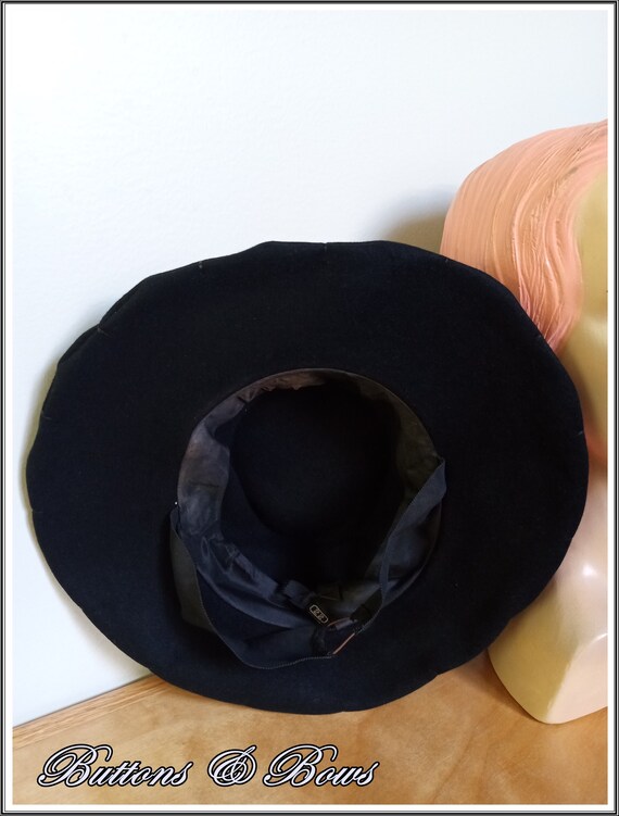 Vintage 1940's Black Felt Tilt Fedora~ - Gem