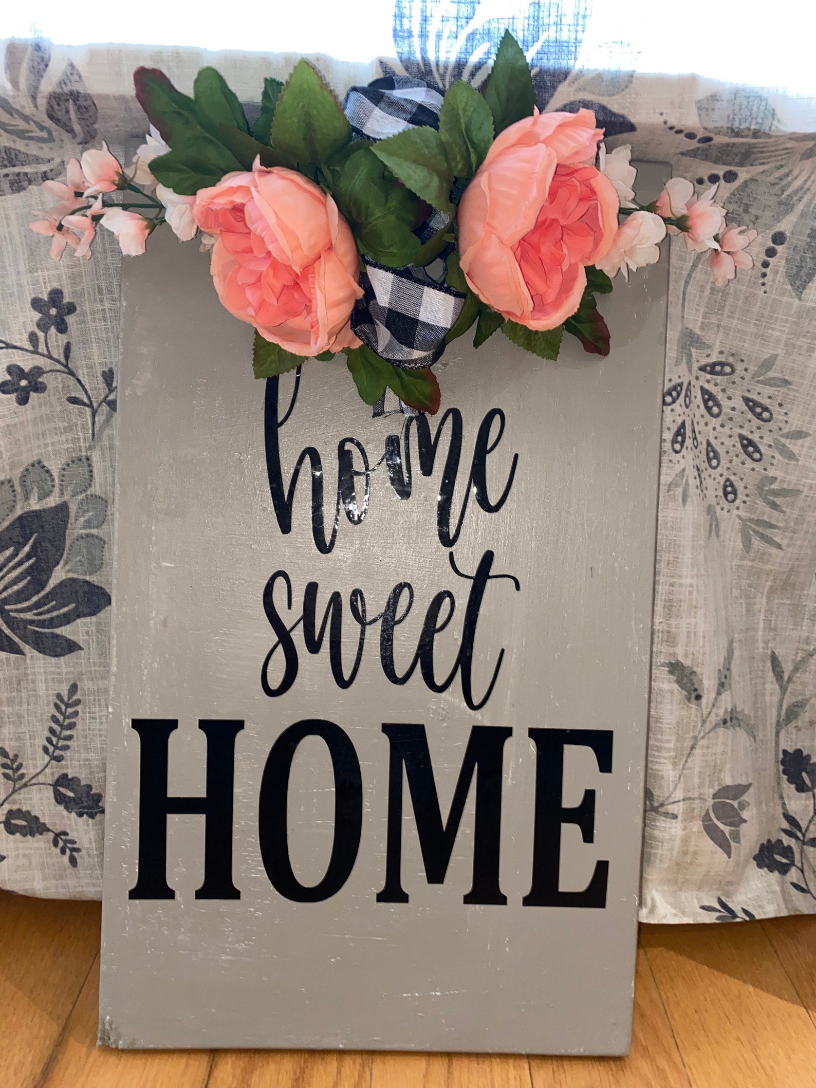 Home Sweet Home Sign With Flowers - Etsy