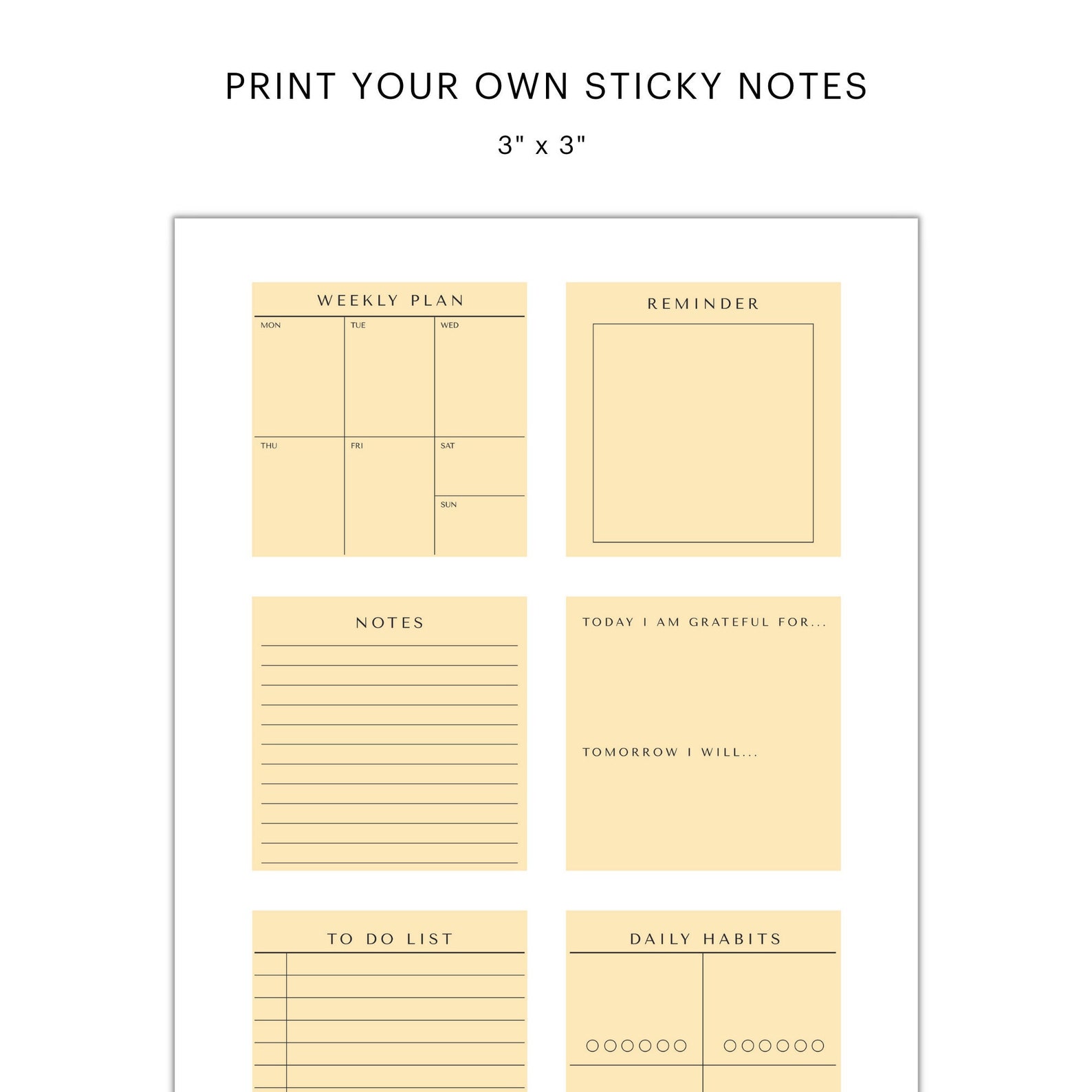 Printable Sticky Notes, Printable Post-its, Print Your Own Sticky Notes ...