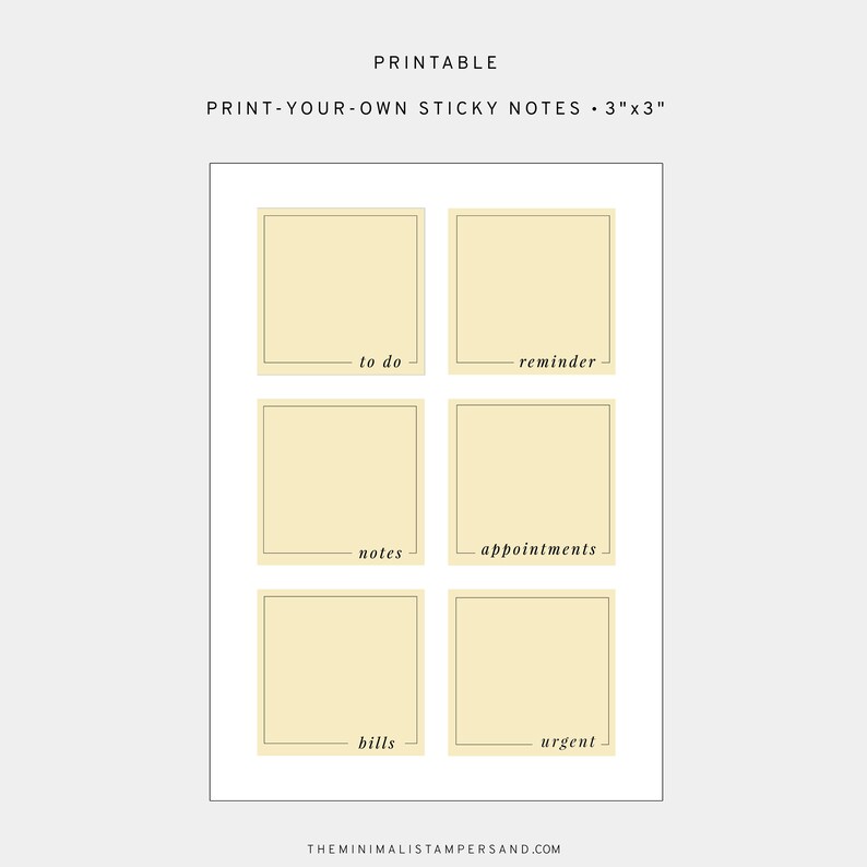 Printable Sticky Notes, Printable Post-its, Print Your Own Sticky Notes ...