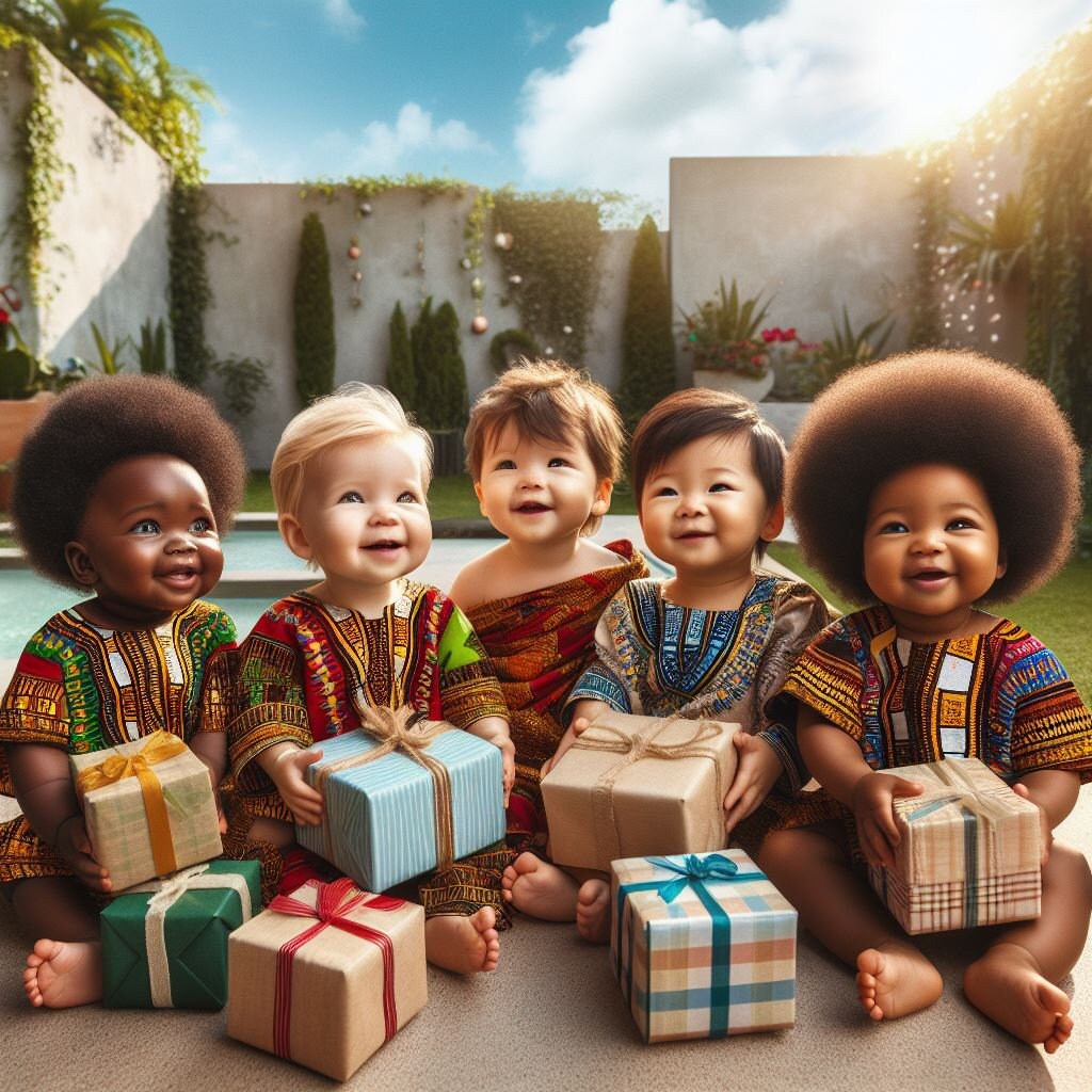 Picture of Kids From Different Cultures in African Print, Exchanging ...