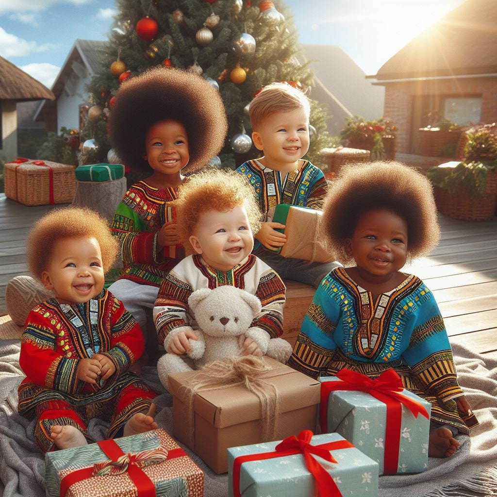 Picture of Kids From Different Cultures in African Print, Exchanging ...