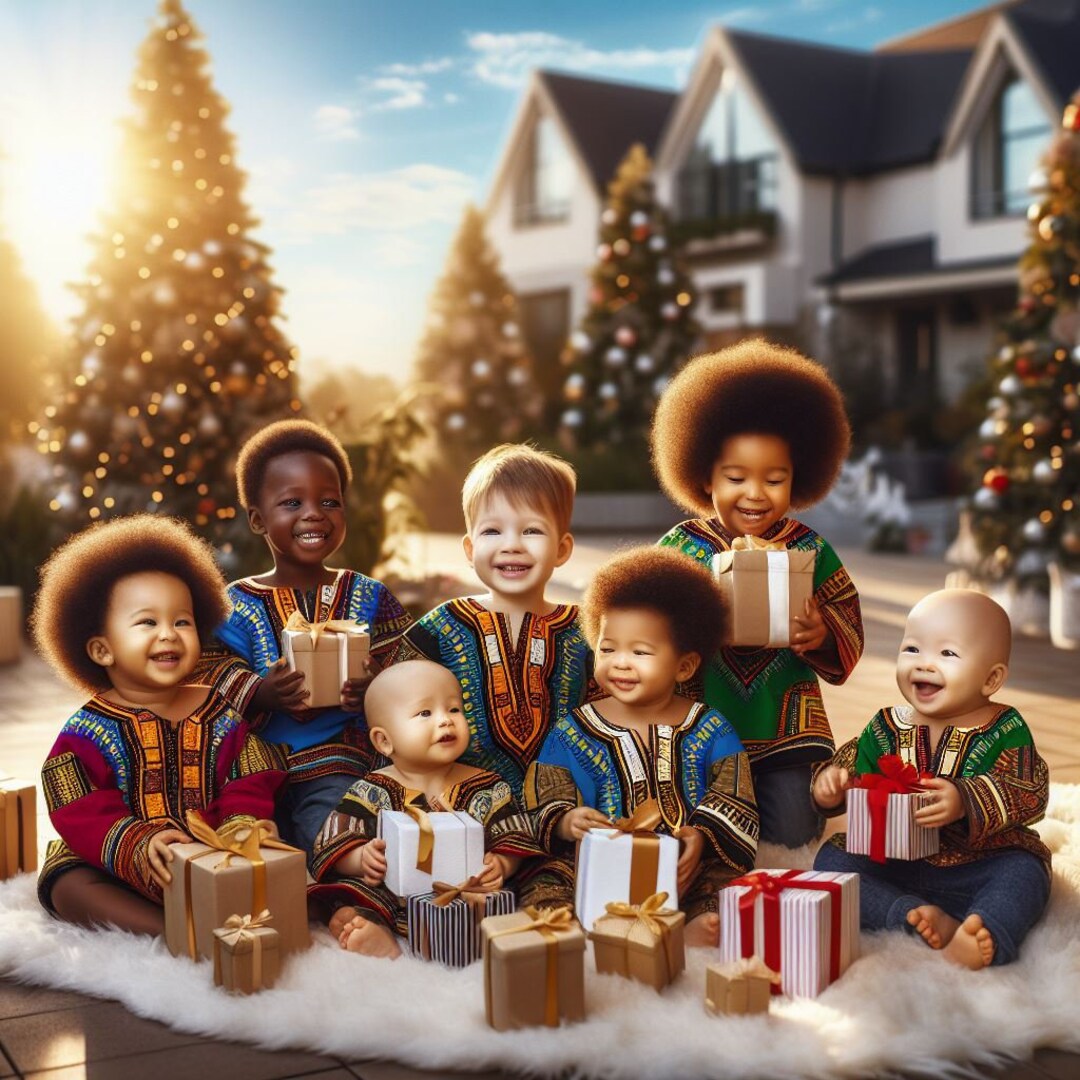 Picture of Kids From Different Cultures in African Print, Exchanging ...