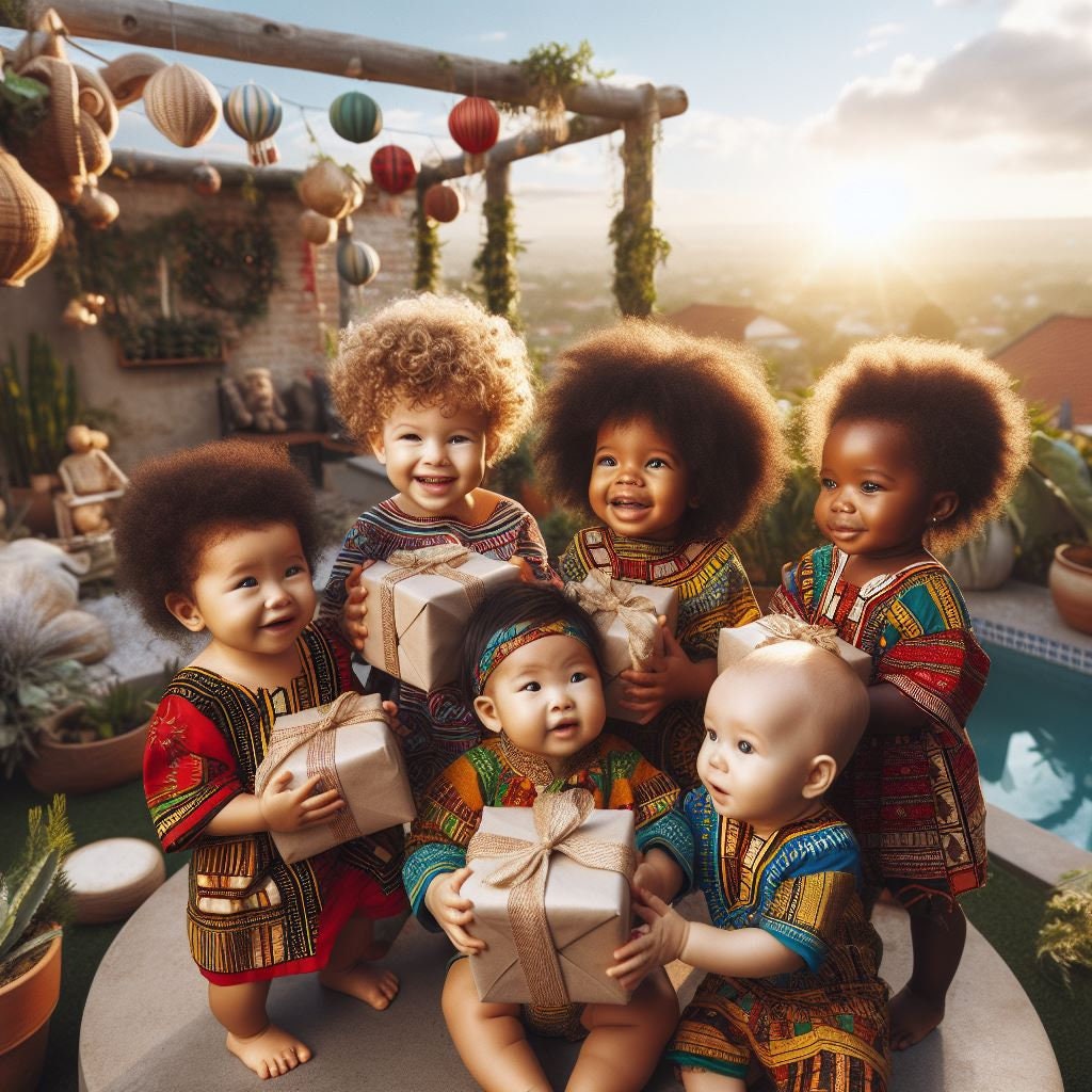 Picture of Kids From Different Cultures in African Print, Exchanging ...