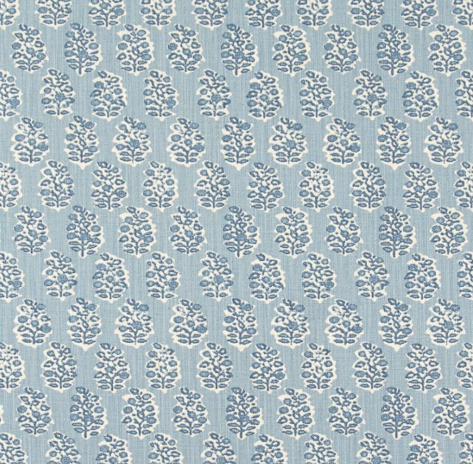 Blue Floral Upholstery Fabric - Cotton/linen - 54" Wide - Natural ...