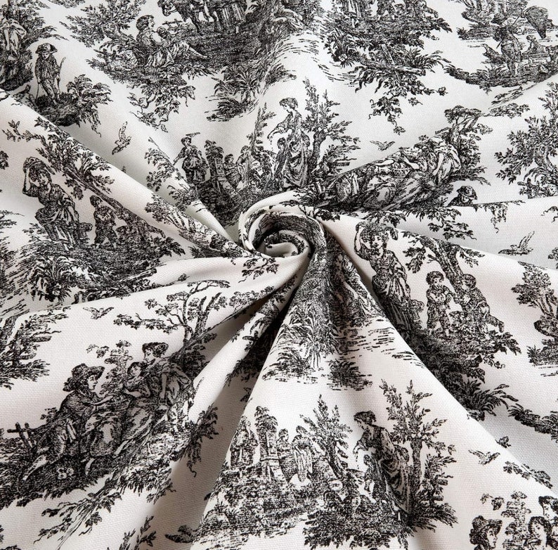 Classic Black and White French Toile Fabric - Cotton - 54" Wide ...