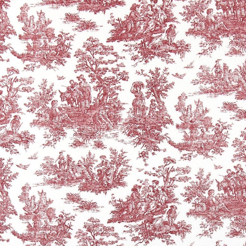 Red Toile Rustic Fabric - Etsy