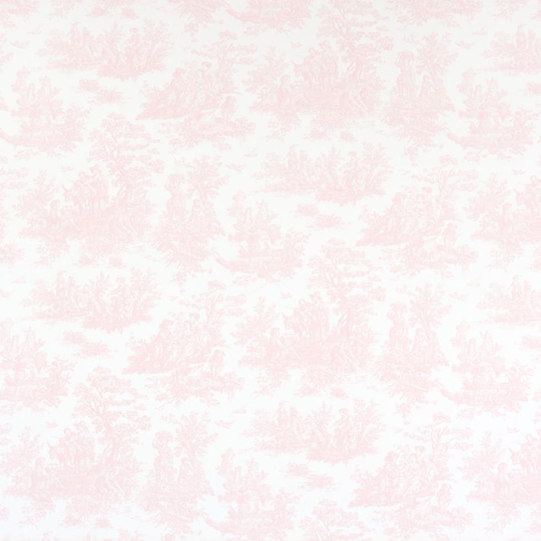 Soft Pink and White Toile Fabric by the Yard - Cotton Twill - 54" Wide ...