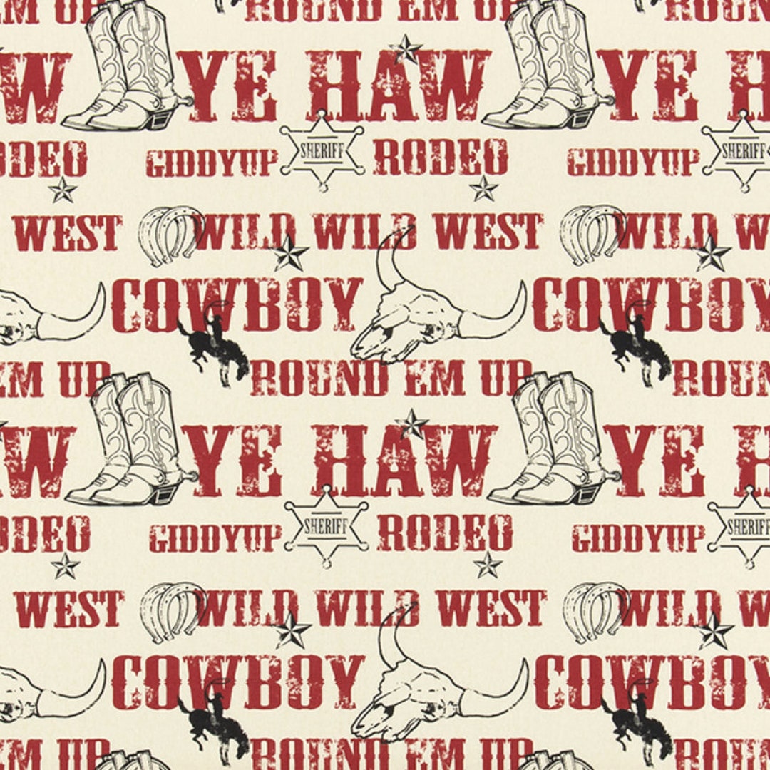 Western Fabric - Cowboy Fabric by the Yard - Wild West - Rodeo - Cotton ...