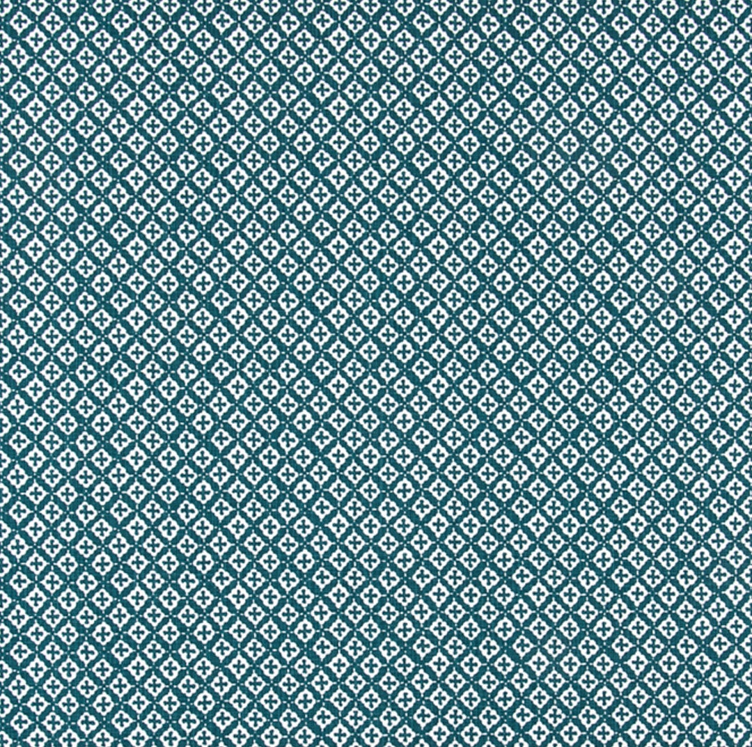 Blue Repeating Pattern Fabric - Cotton/linen Upholstery Weight - 54 ...