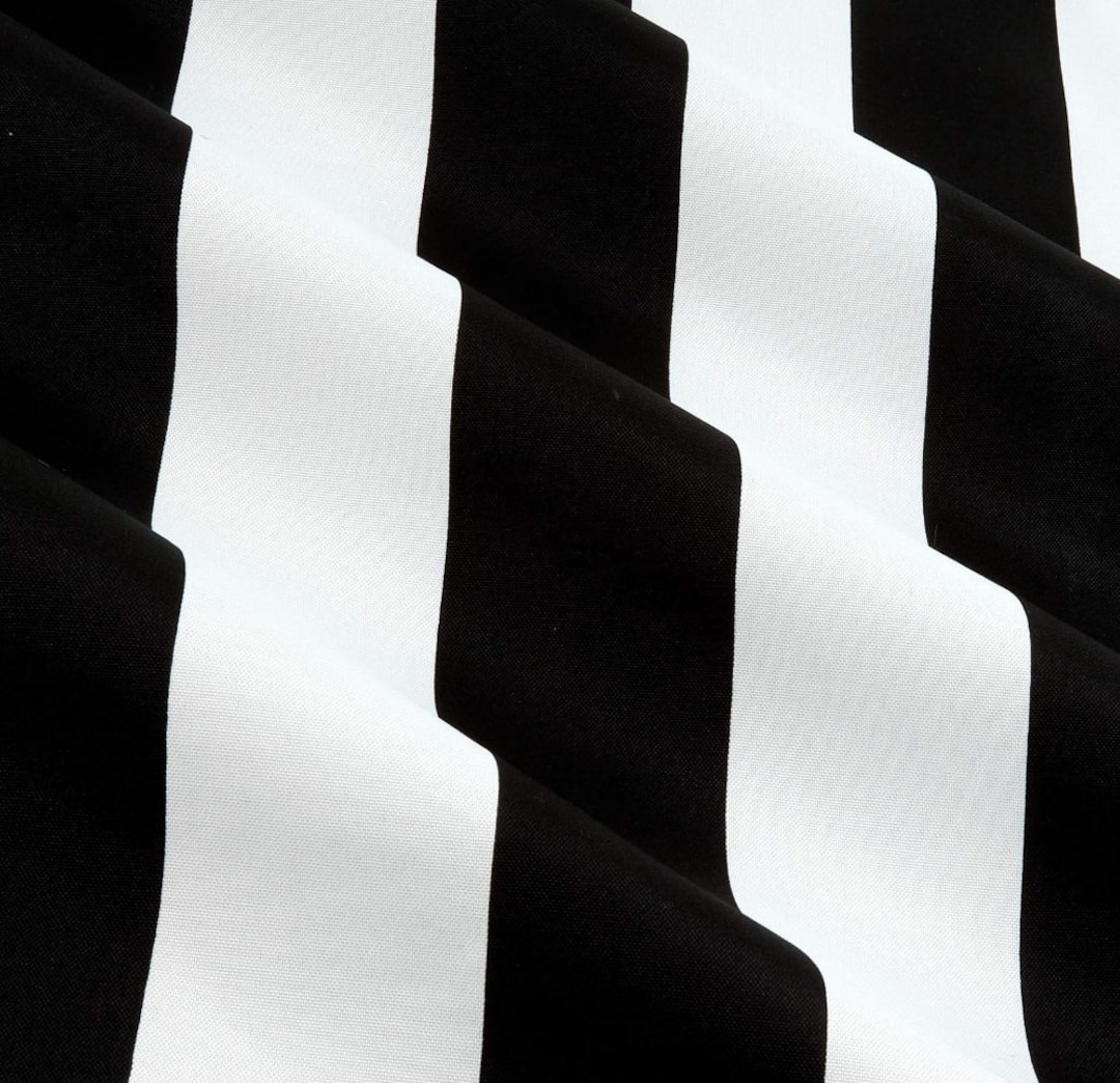Outdoor Black White Stripe Fabric by the Yard - Outdoor Vertical Black ...