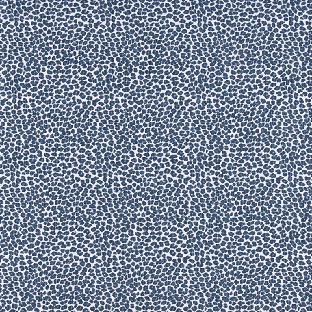 Blue Leopard Print Fabric - Cotton Slub Canvas Upholstery Fabric by the ...