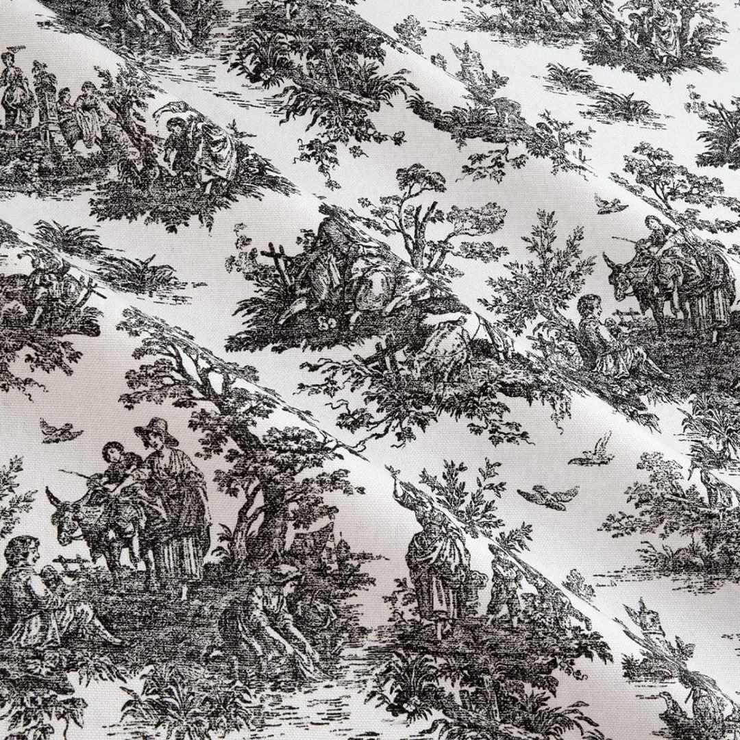 Classic Black and White French Toile Fabric - Cotton - 54" Wide ...