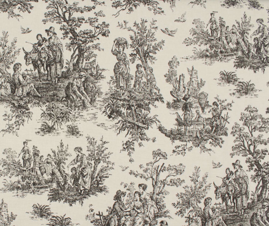 Black Toile Fabric by the Yard - Cotton - 54" Wide - Toile Upholstery ...
