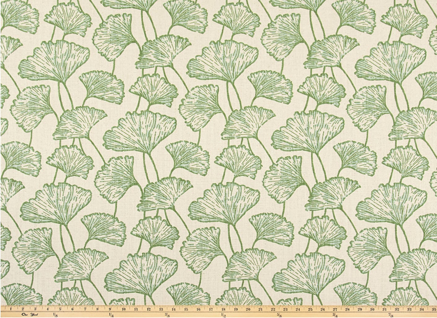 Green Ginko Leaf Fabric - Cotton/linen Upholstery Weight - 54" Wide ...