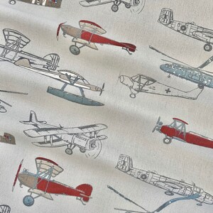Vintage Airplane Cotton Fabric - 54" Wide - Upholstery Weight - Retro ...