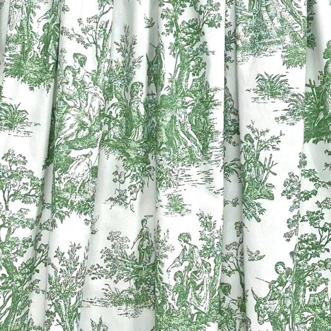Green Toile Fabric by the Yard - Cotton French Toile De Jouy Upholstery ...