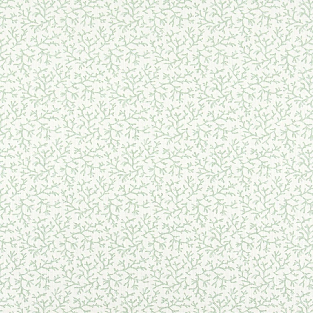 Pistachio Green Coral Print Fabric by the Yard - Cotton Upholstery ...