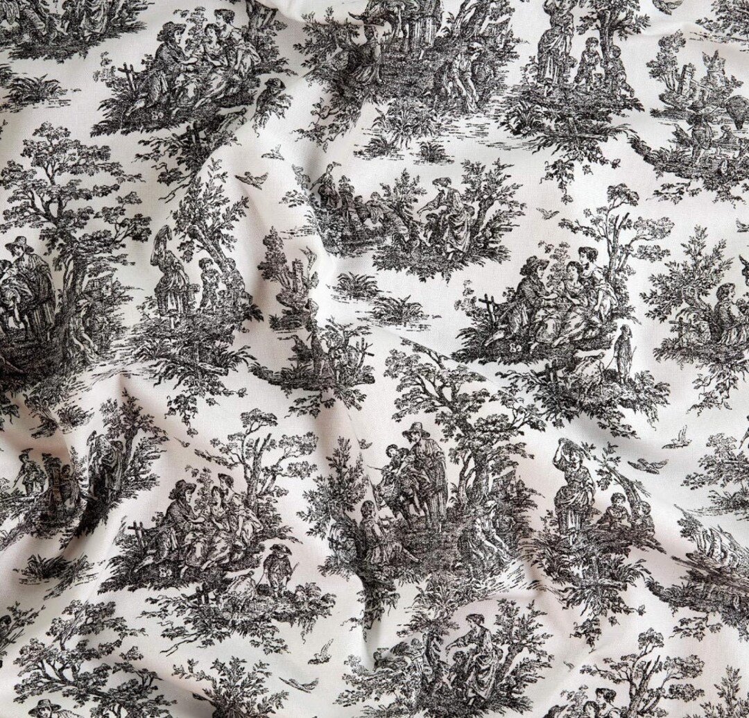 Classic Black and White French Toile Fabric Cotton 54 Wide Upholstery ...