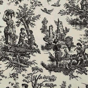 Black Toile Fabric by the Yard - Cotton - 54" Wide - Toile Upholstery ...