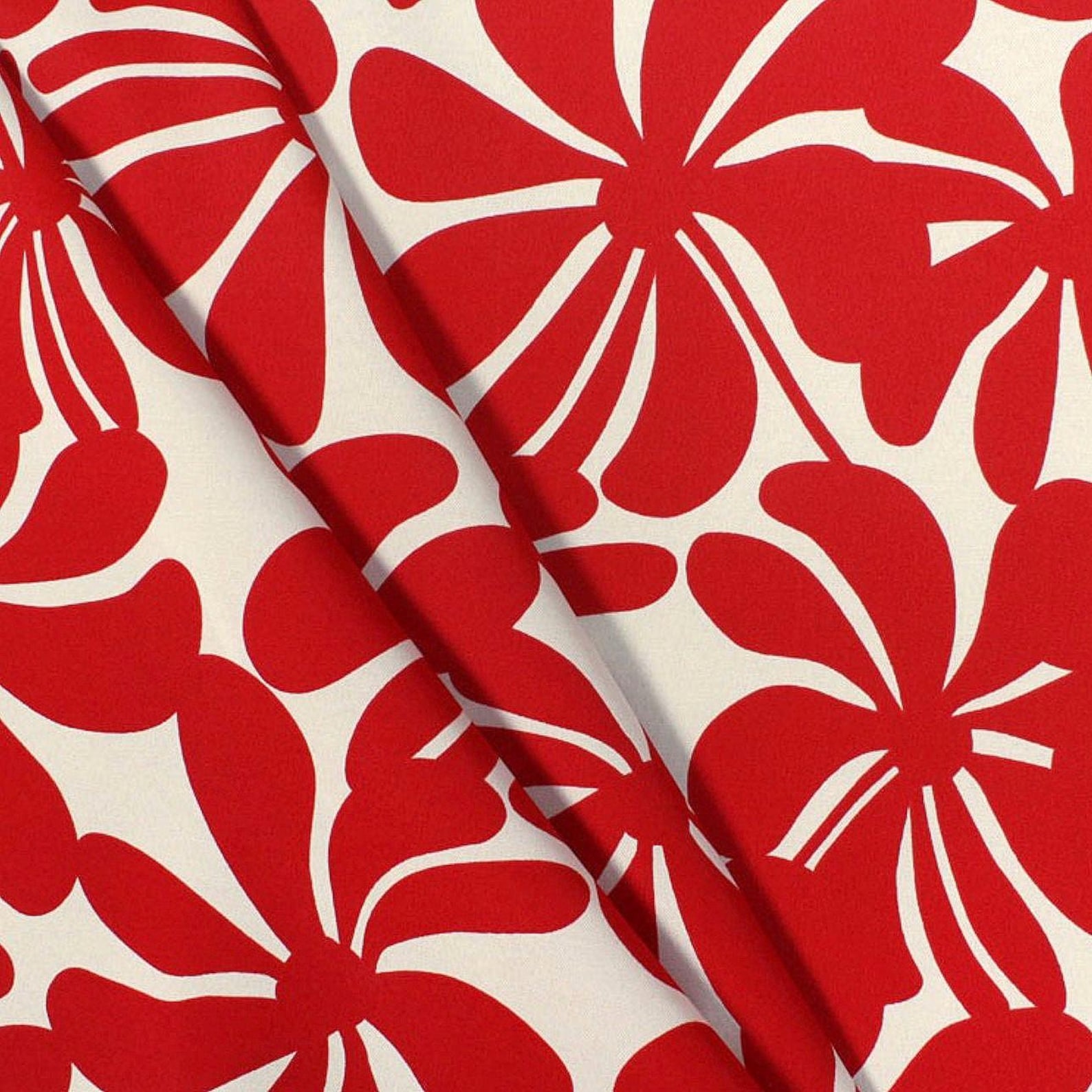 Floral Red Outdoor Fabric by the Yard Retro Flower Print Waterproof ...