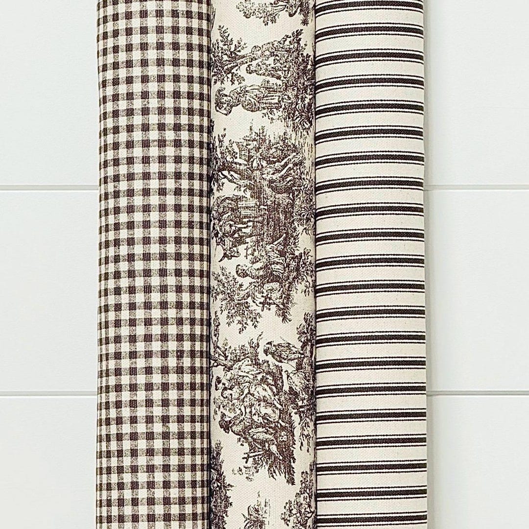 Brown Toile Fabric: Cotton Linen Rayon Blend, 54" Wide Upholstery ...