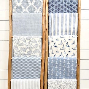 Powder Blue Stripe Fabric by the Yard - Cotton - 54" Wide - Upholstery ...