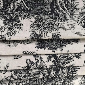 Black Toile Fabric by the Yard - Cotton - 54" Wide - Toile Upholstery ...