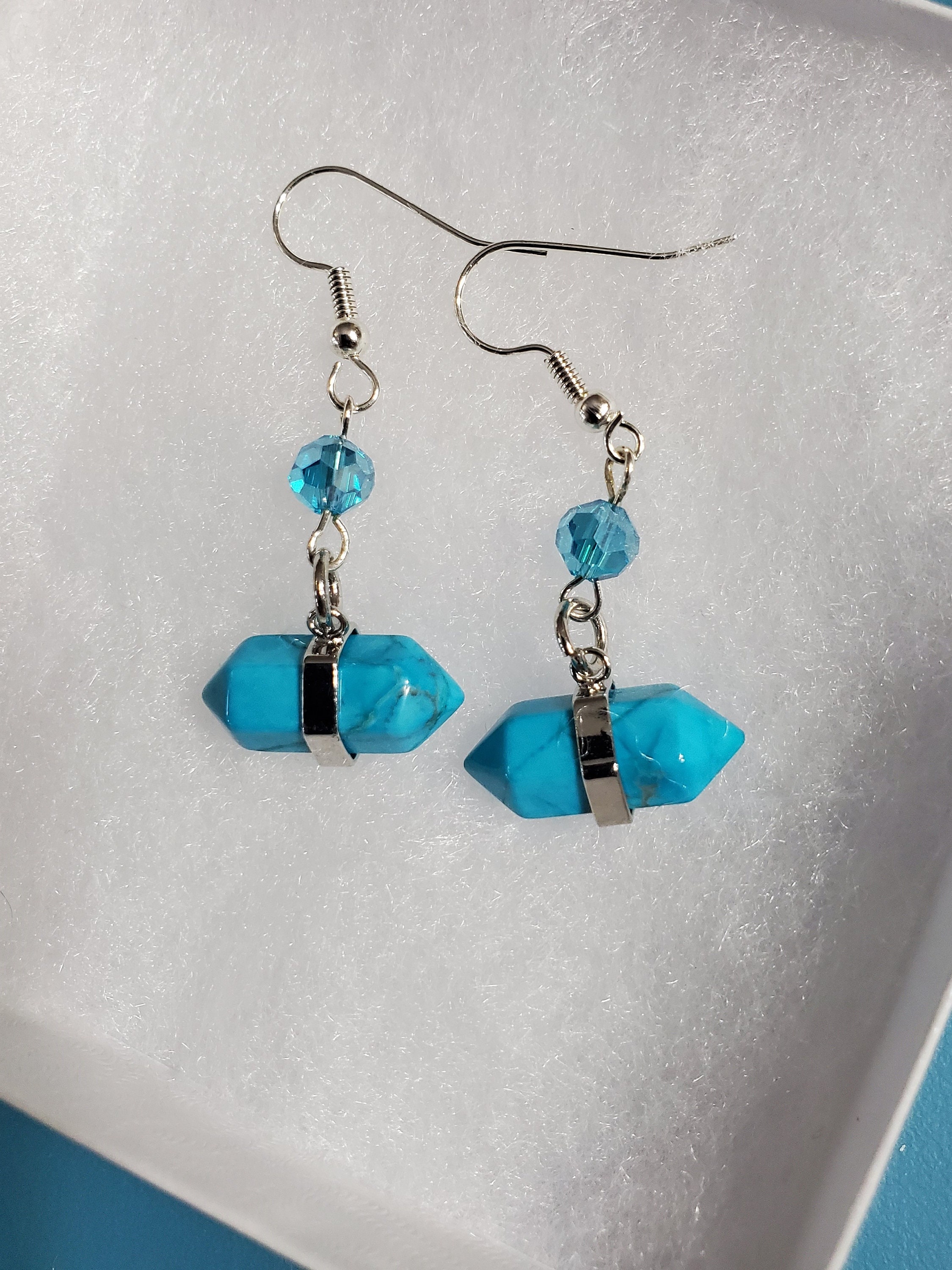 Women's Handmade Turquoise, Swarovski Crystal, Silver Earrings, Dangle ...