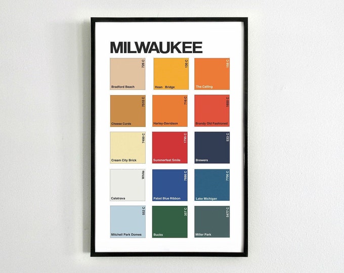 MILWAUKEE City Art 11x17 Poster / Pantone Color Minimalist Wall Art ...