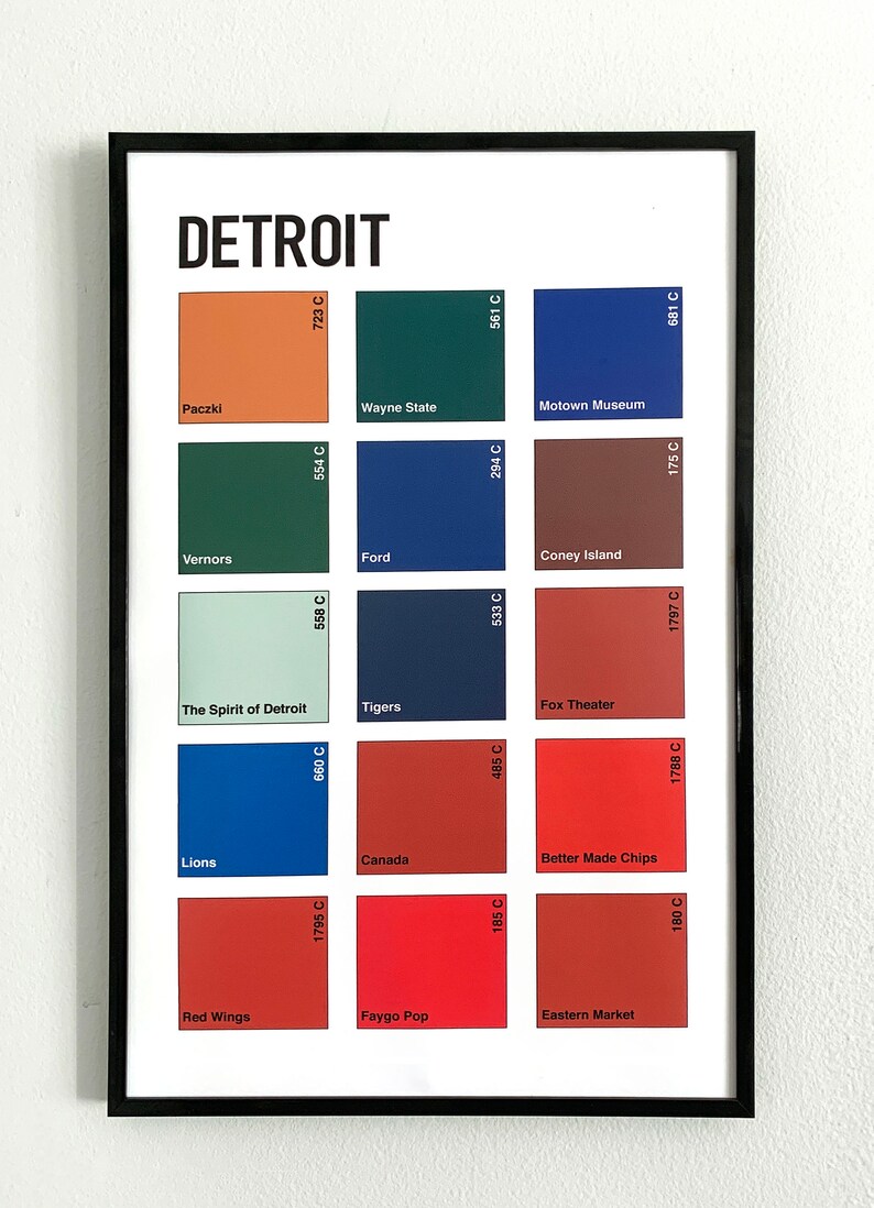 DETROIT City Art Print 11x17 Poster Pantone Color Swatch | Etsy
