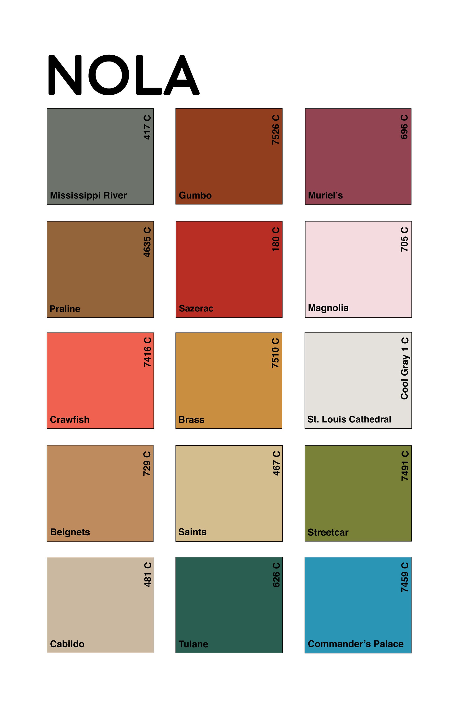 NEW ORLEANS City Art 11x17 Poster / Pantone Color Minimalist | Etsy